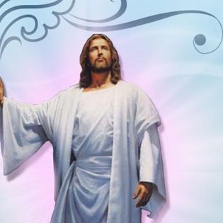 Jesus Christ in Clouds Floral Moon Facebook Cover - Religion